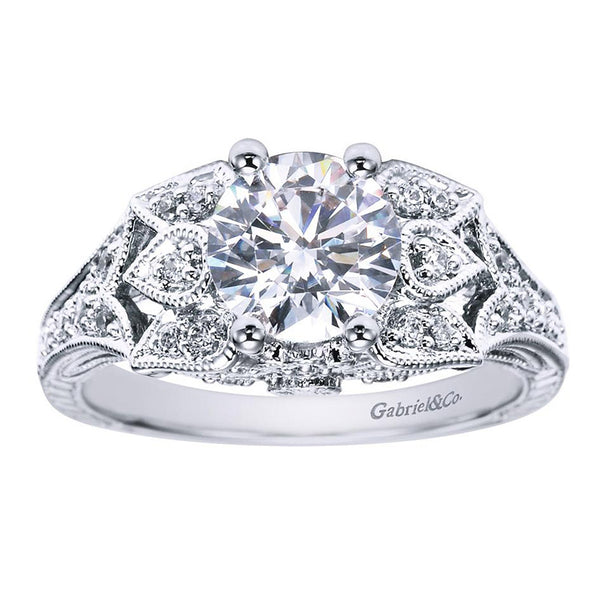 Paisley Filigree Pave Diamond Engagement Ring in White Gold – Prospect ...